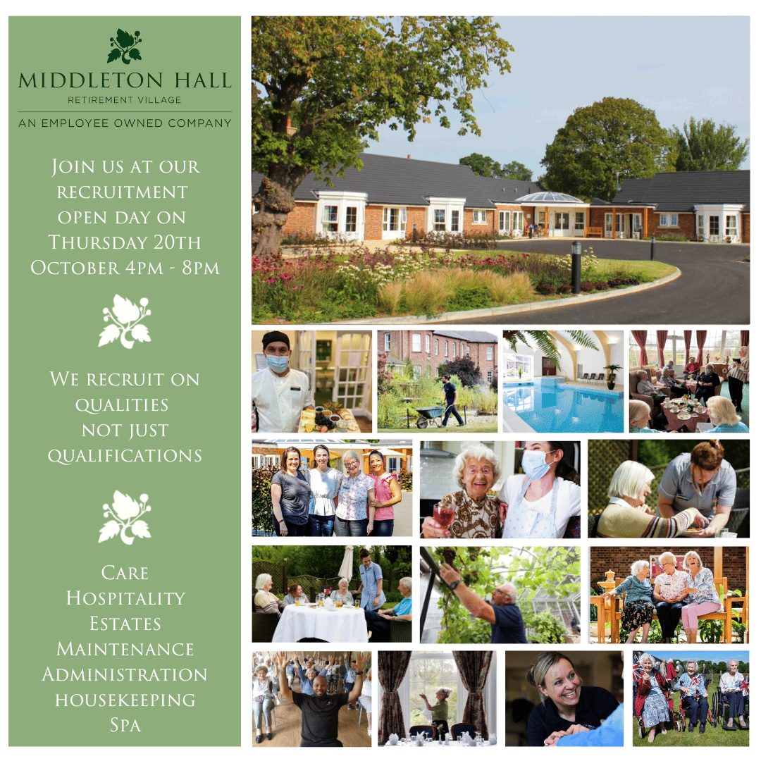 Recruitment Open Event announced - Middleton Hall Retirement Village